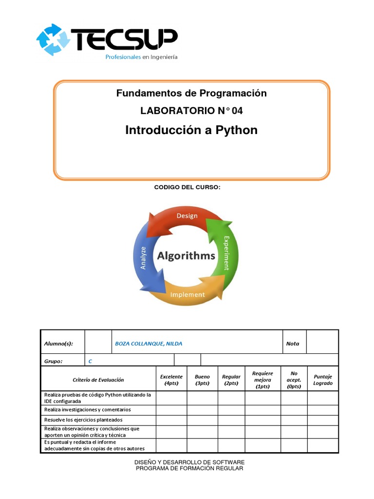 Lab 04 - Introducción A Python1 | PDF | División (Matemáticas) | Raíz cuadrada