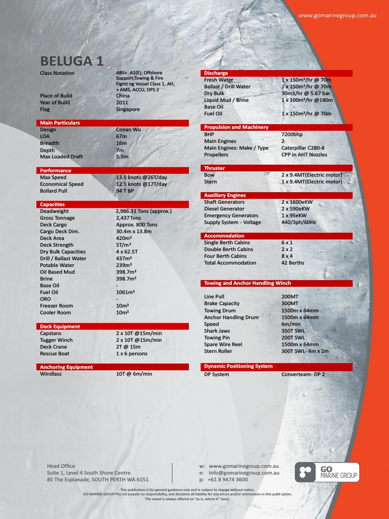 Beluga 1 | PDF | Tonnage | Marine Propulsion