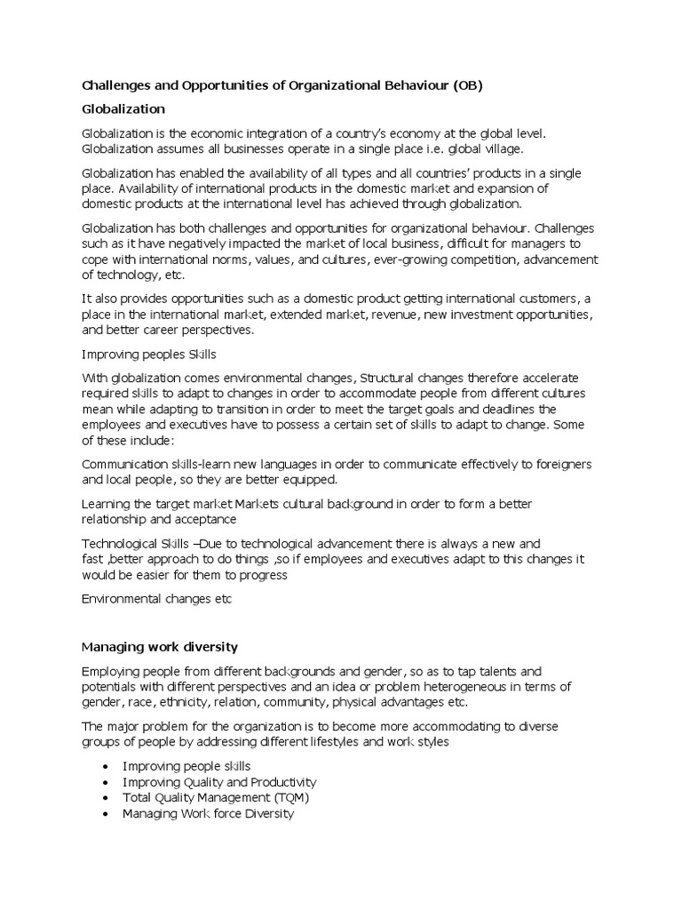 2 - Challenges and Opportunities of Organizational Behavior | PDF ...