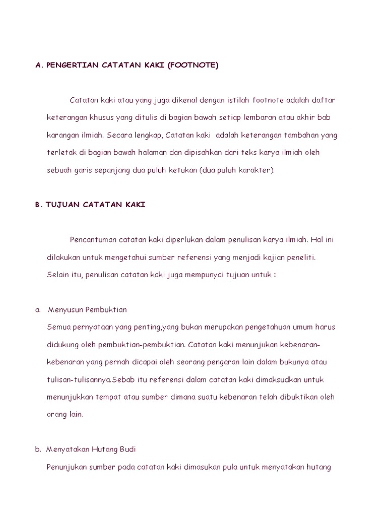 Pengertian dan Fungsi Catatan Kaki (Footnote) dalam Penulisan Ilmiah | PDF