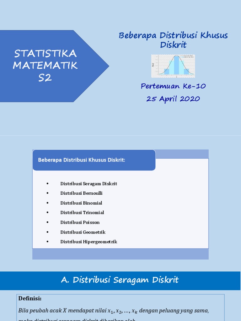Distribusi Khusus dalam Statistika Diskrit | PDF | Metode & Bahan Ajar