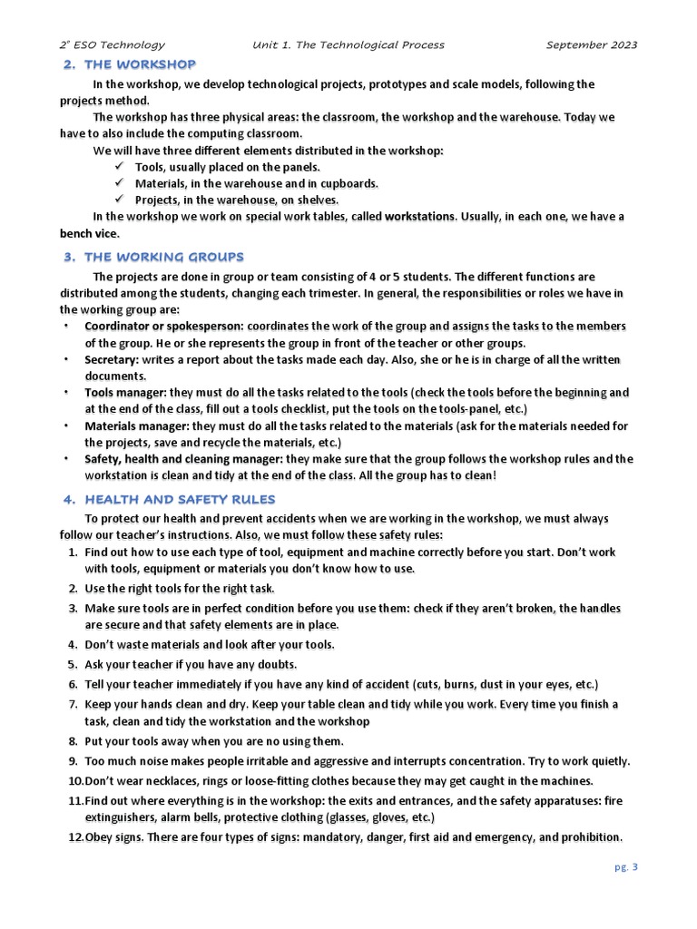 Unit1 The Technological Process 2223 3a8 | PDF | Paper | Drawing