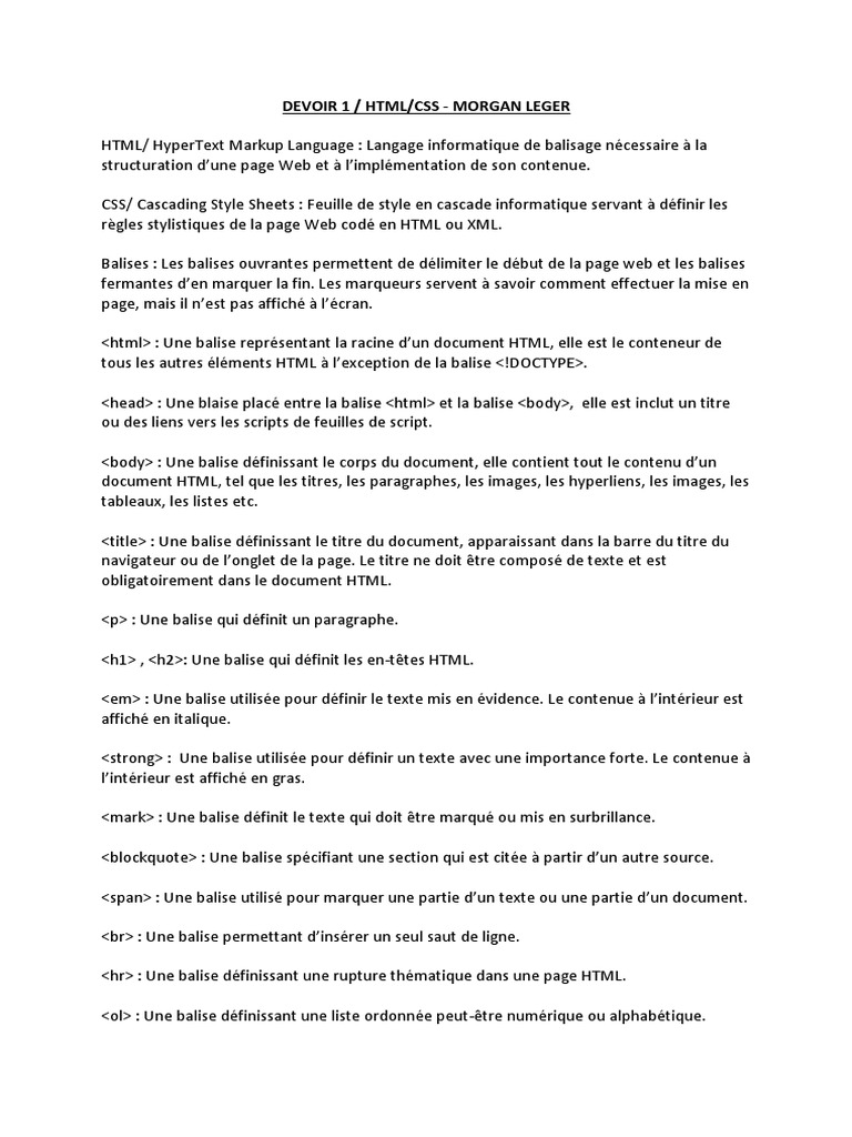 DEVOIR 1 - Morgan Léger | PDF | Langage de balisage | Html