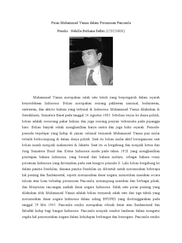 Peran Muhammad Yamin Dalam Perumusan Pancasila | PDF