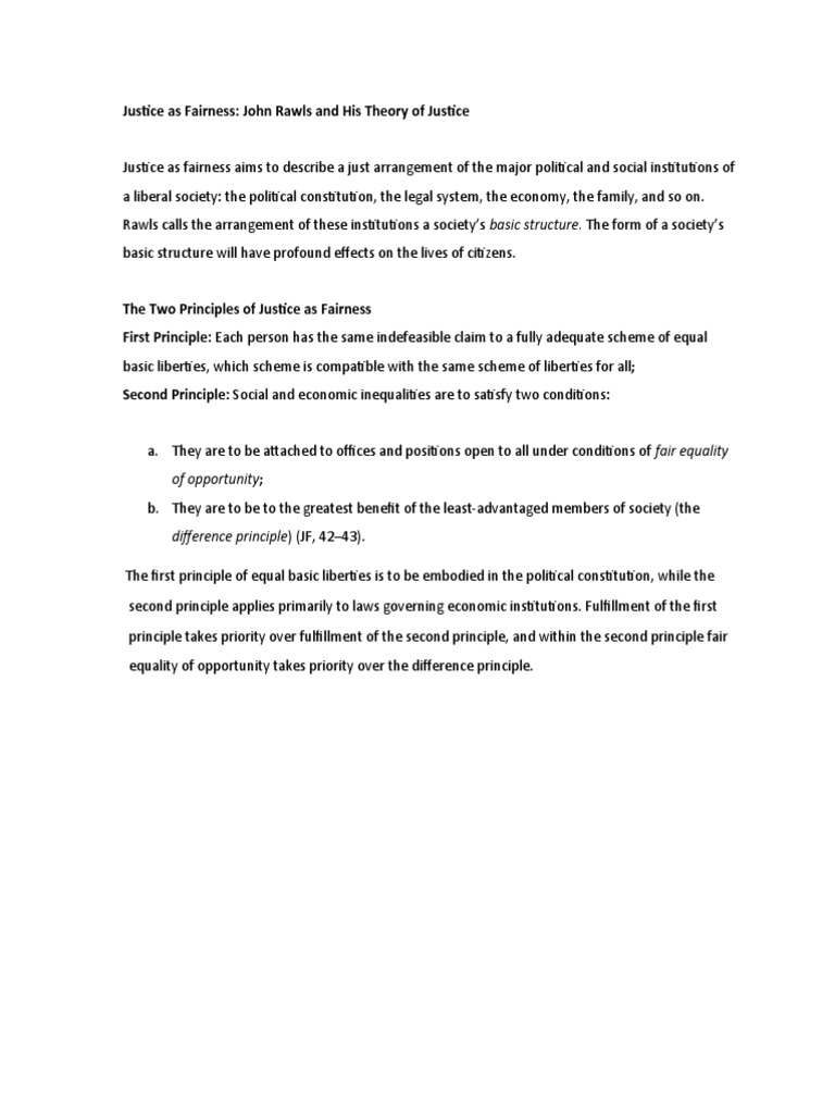 Rawls' Justice: Fairness Explained | PDF | Finance & Money Management | Politics