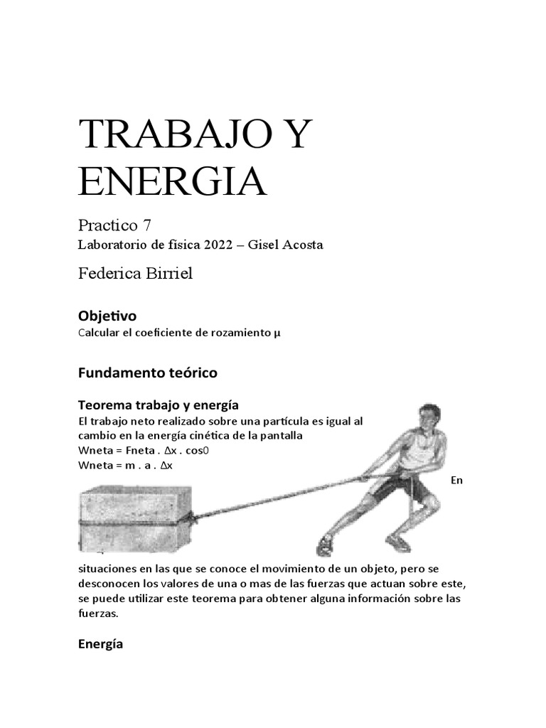 Practico TRABAJO Y ENERGIA | PDF | Fuerza | Energía potencial Practico TRABAJO Y ENERGIA | PDF | Fuerza | Energía potencial