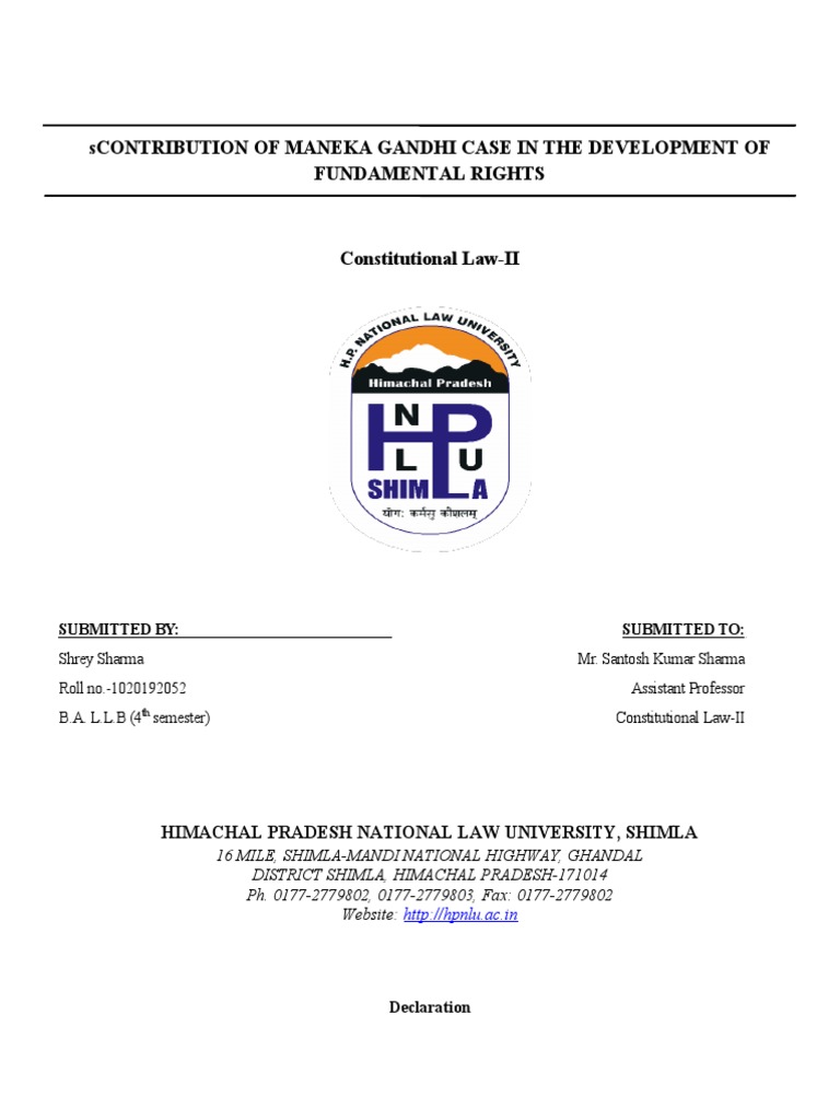 Shrey Sharma - Constitutional Law-II | PDF | Due Process Clause | Due ...