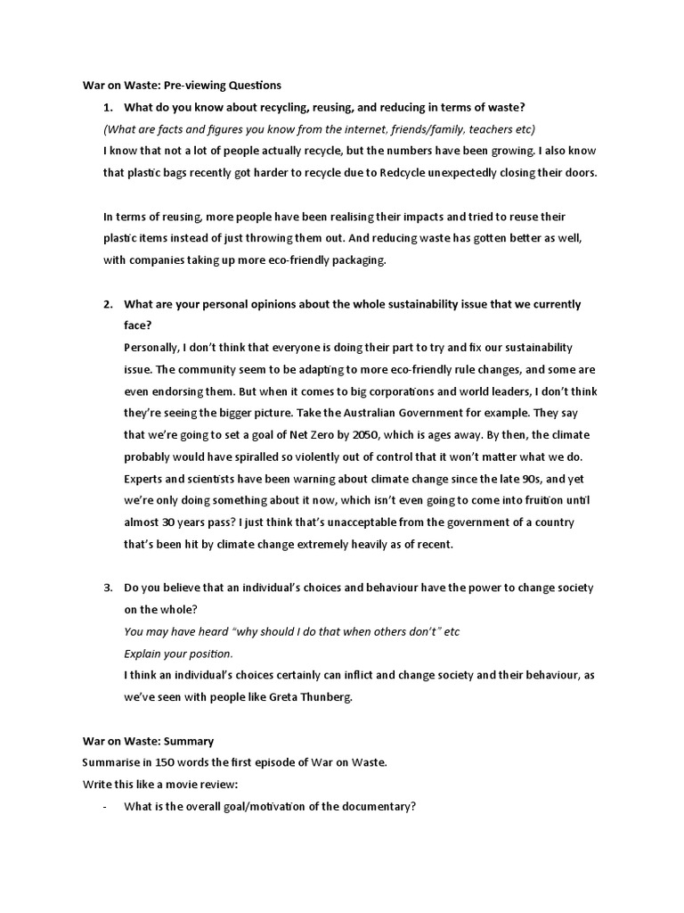 War On Waste - Review | PDF | Recycling | Reuse