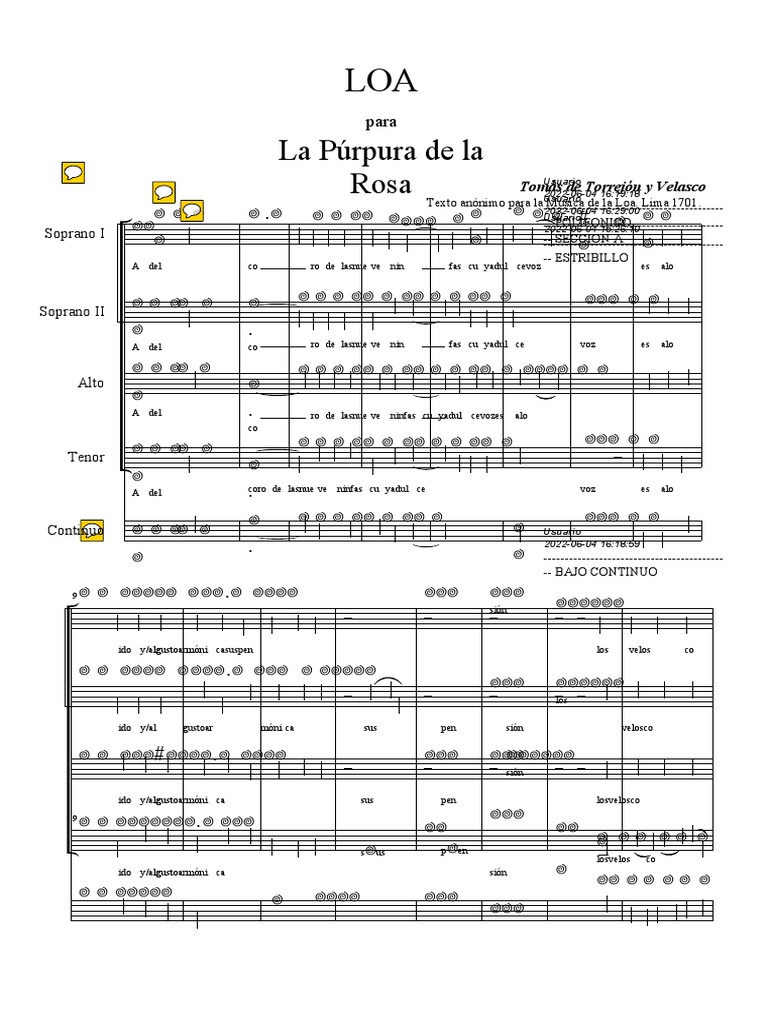 Loa para La Púrpura de La Rosa | PDF | Canto | Música vocal
