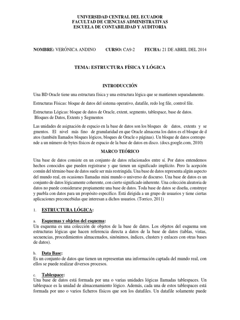 S2 - Estructura Física y Lógica | PDF | Bases de datos | Información
