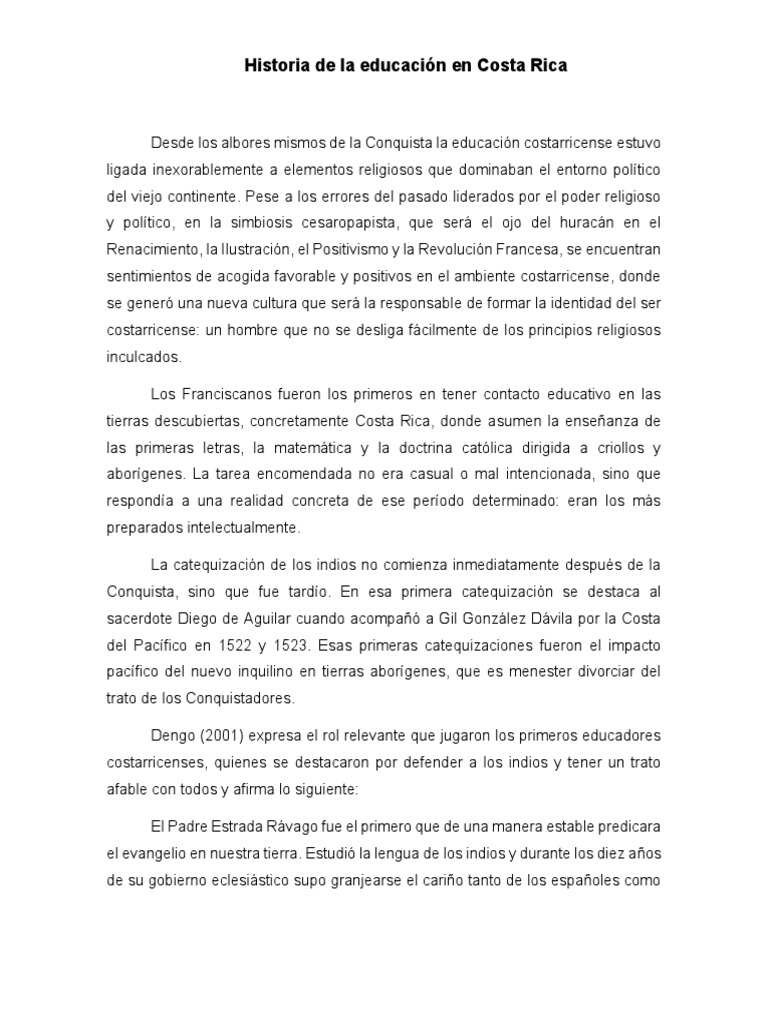 Historia de la educación en Costa Rica | PDF | Costa Rica | Método de ...