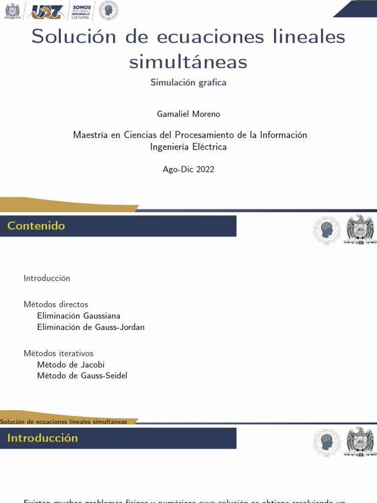 Simulación y Solución de Ecuaciones Lineales | PDF | Ecuaciones | Matriz (Matemáticas)