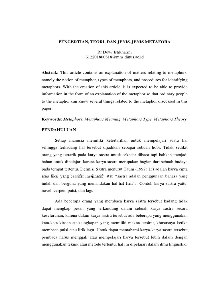 Pengertian dan Jenis Metafora dalam Sastra | PDF | Filsafat