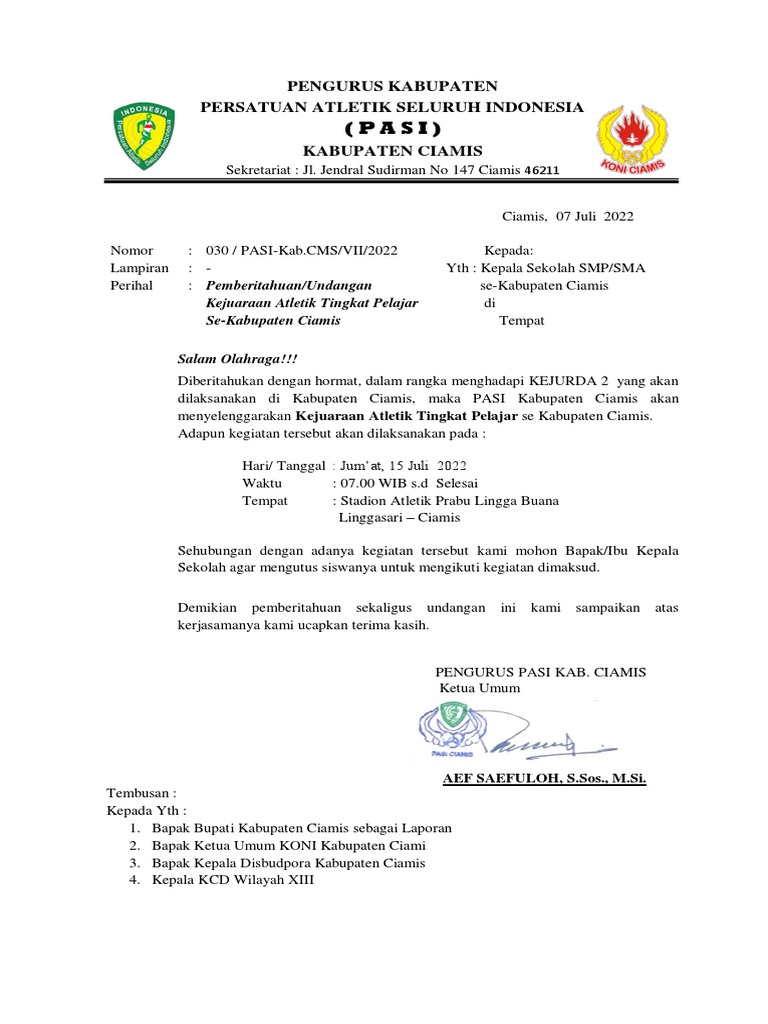 Kejuaraan Atletik Pelajar Ciamis 2022 | PDF