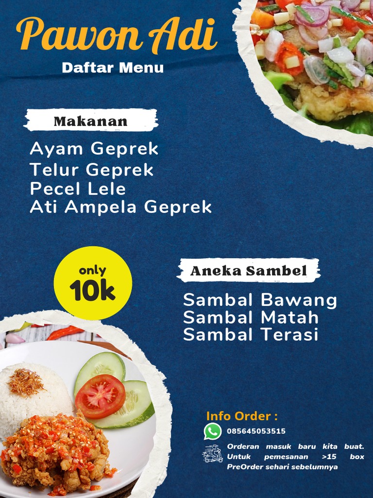 Biru Putih Daftar Menu Makanan Indonesia | PDF