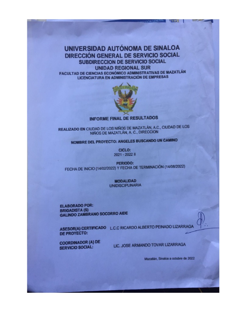 Formato Informe Final Editado | PDF | Trabajo Social | Business