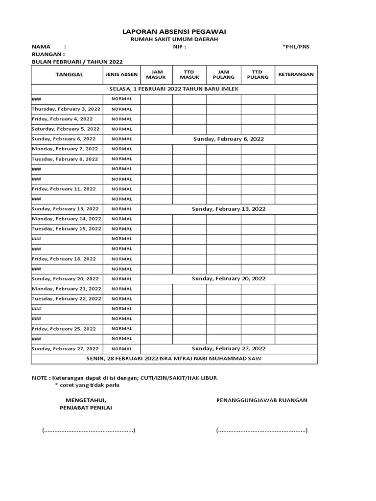 Format Absen Manual | PDF