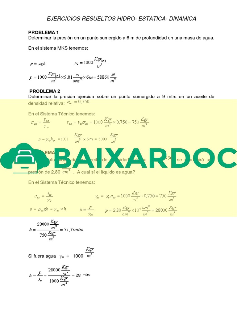 Ejercicios Resueltos Hidro | PDF