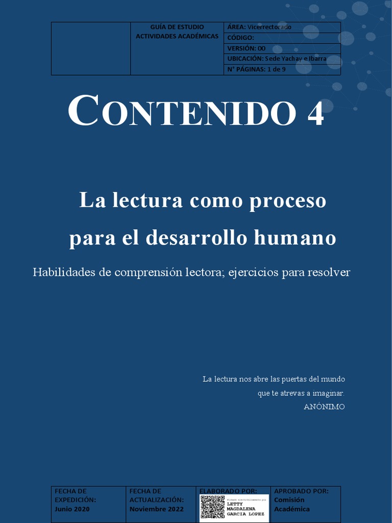 Contenido 4 - Lectura | PDF | Comprensión lectora | Unicef