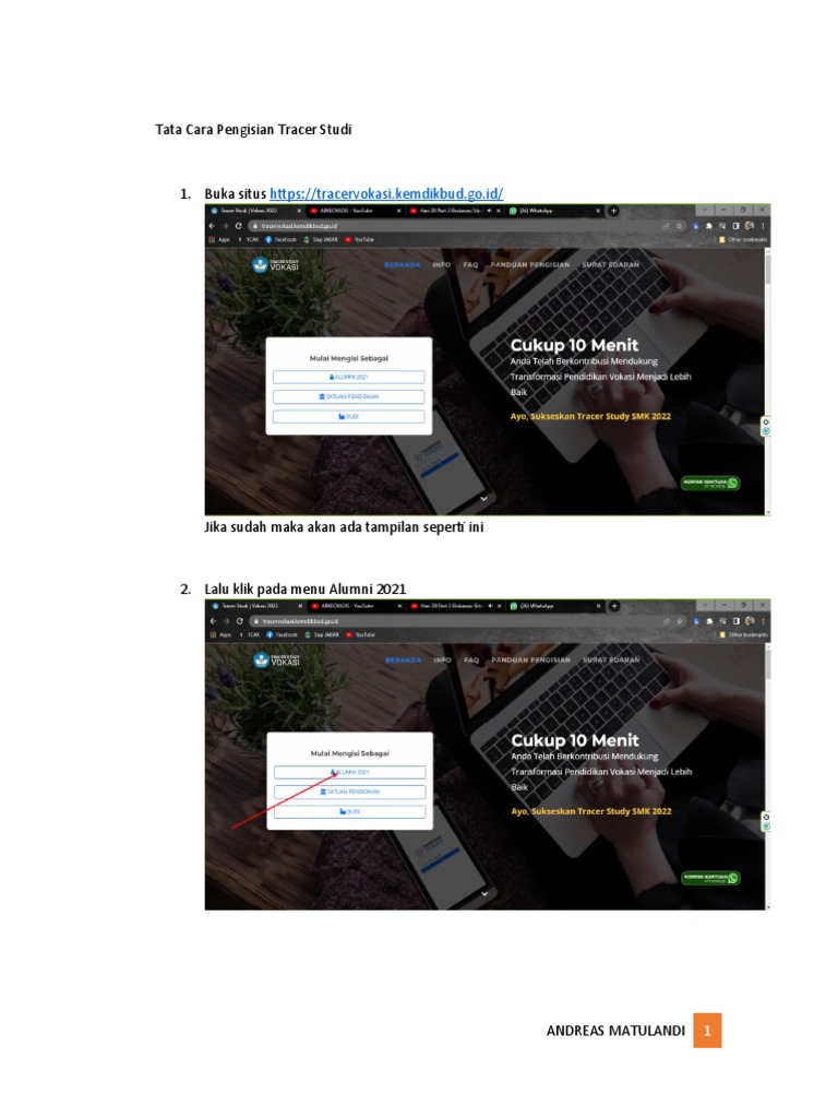 Cara Mengisi Tracer Study TKR Alumni 2021 | PDF