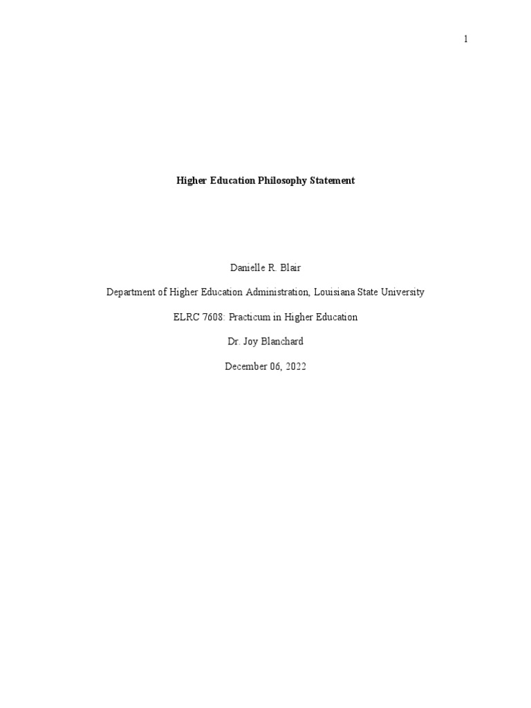 Higher Education Philosophy Statement | PDF | Communication | Integrity