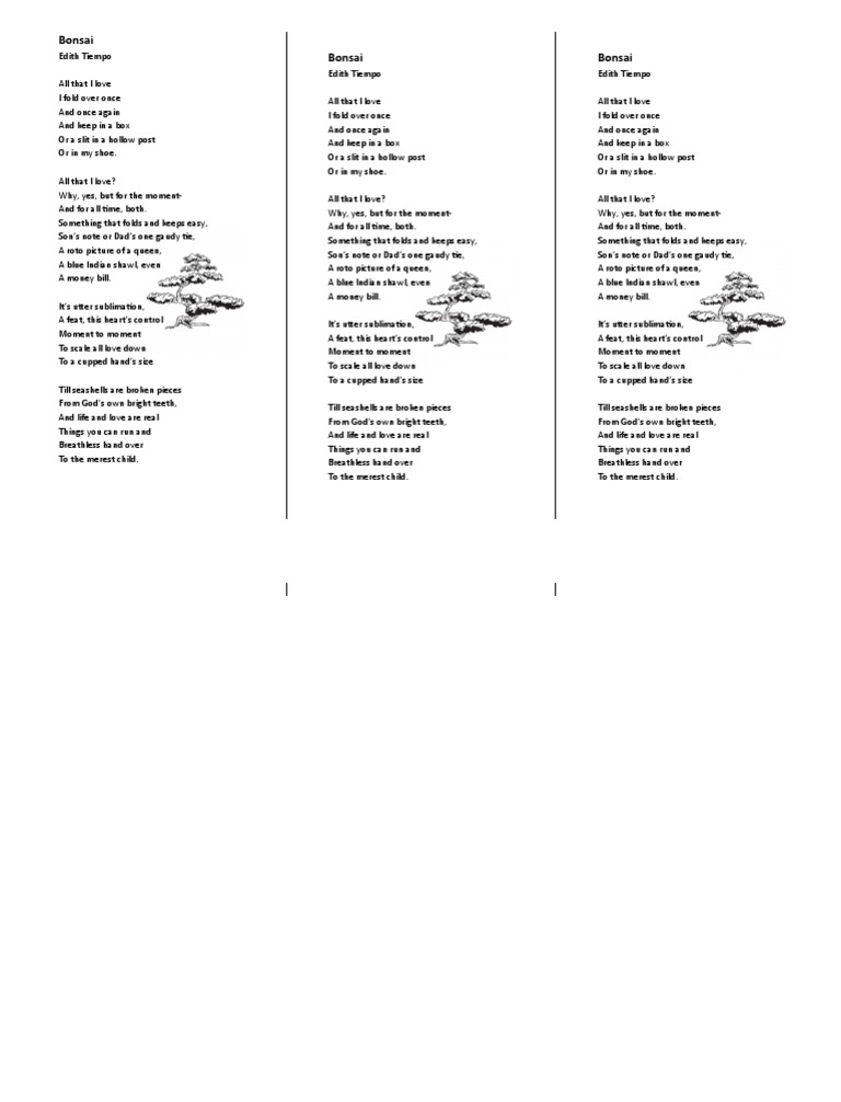 Bonsai Poem About Folding Love Into a Small Space | PDF