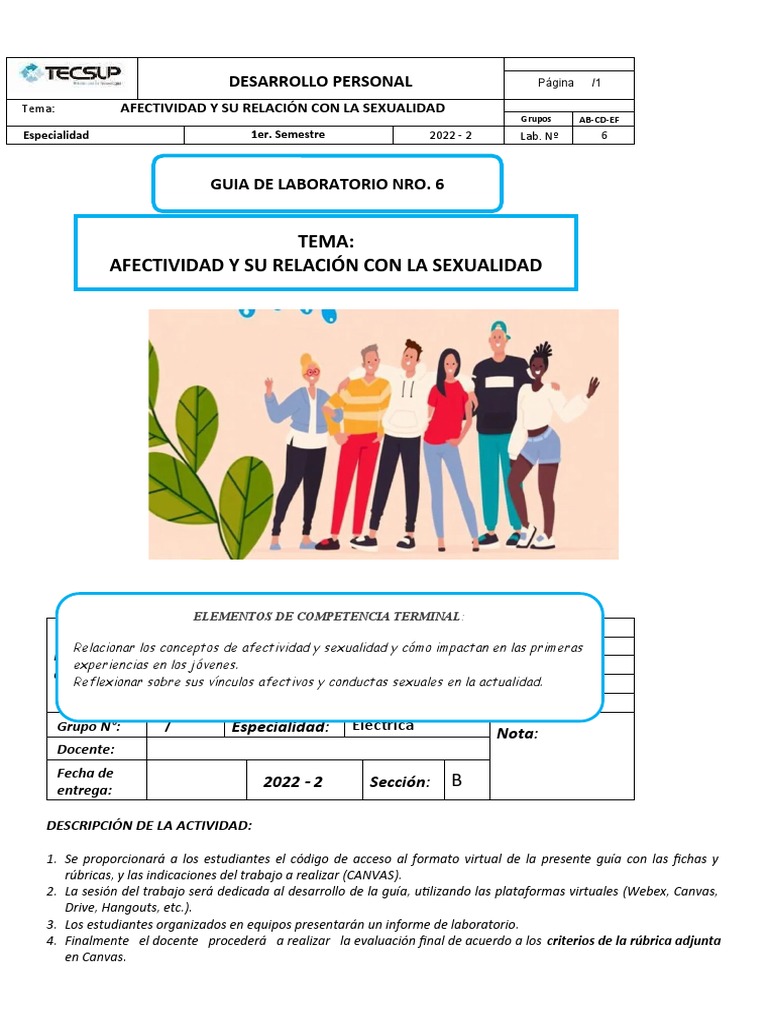 Guía de Laboratorio 6 - Afectividad y Su Relación Con La Sexualidad Resu | PDF | Control de la ...