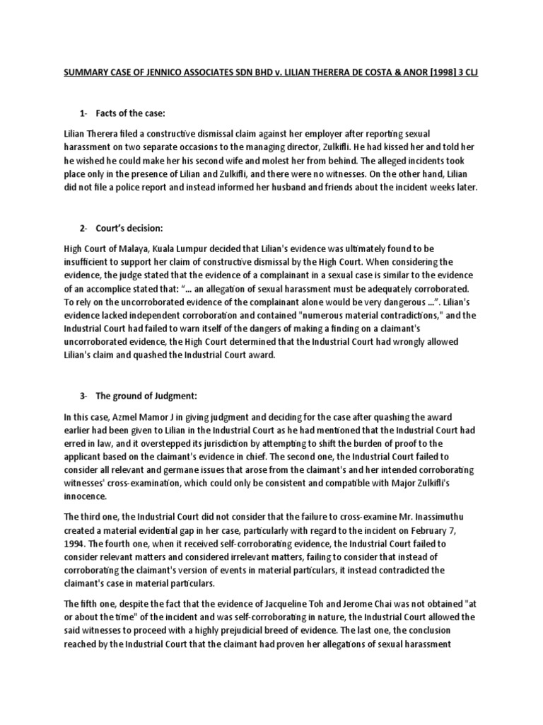 Summary Case of Jennico Associates SDN BHD | Download Free PDF ...