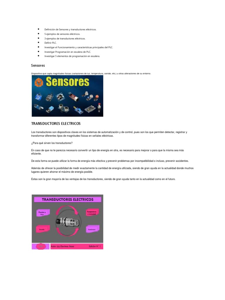 Sensores y PLC: Definición y Ejemplos | PDF | Controlador lógico ...