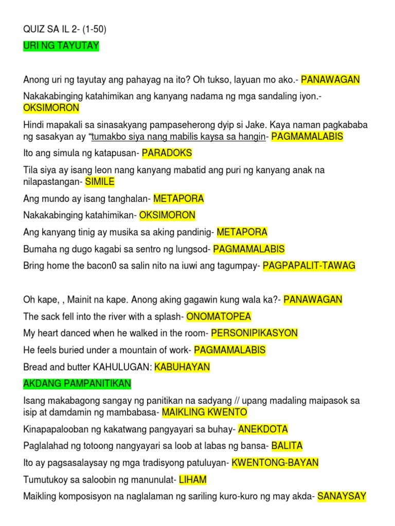 Fil2 Quiz 50items | PDF