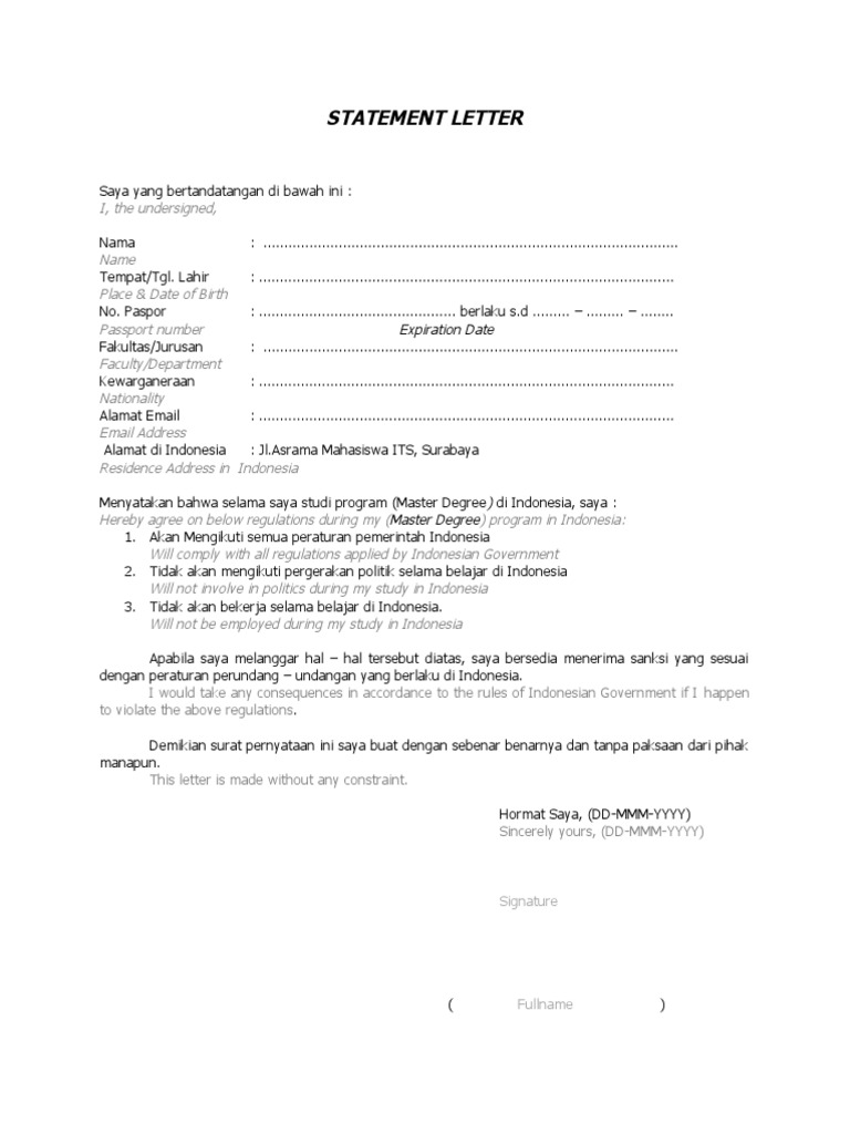 Statement-Letter-Master For Continue Study | PDF