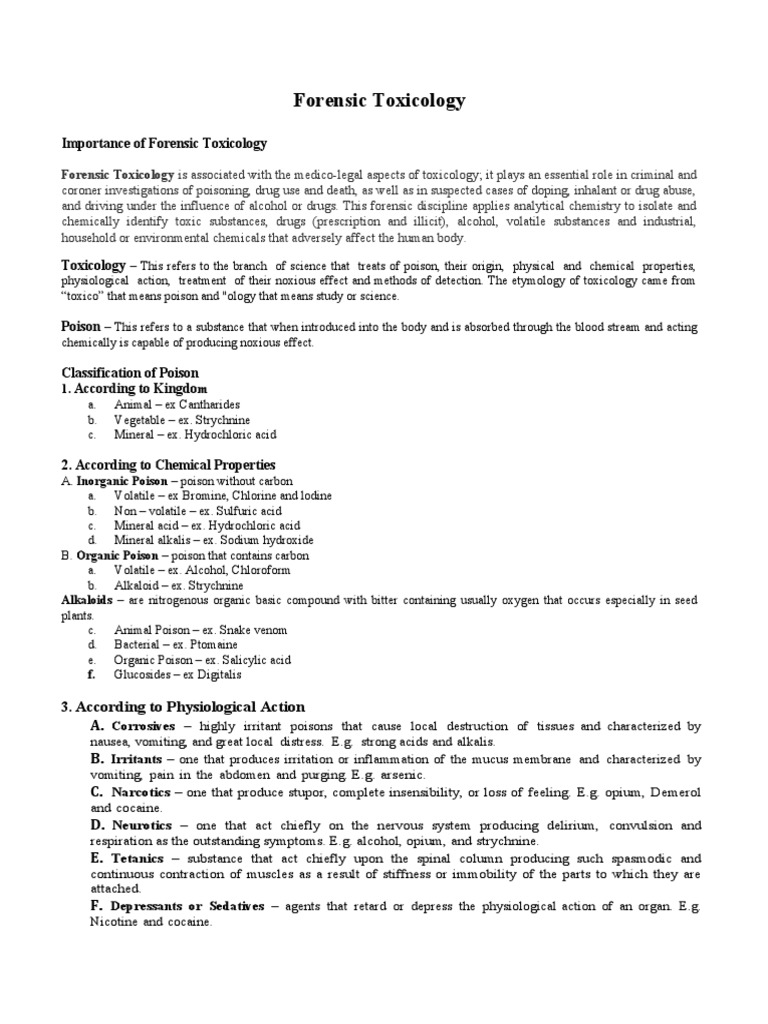 Forensic Toxicology Overview | PDF | Poison | Toxicology