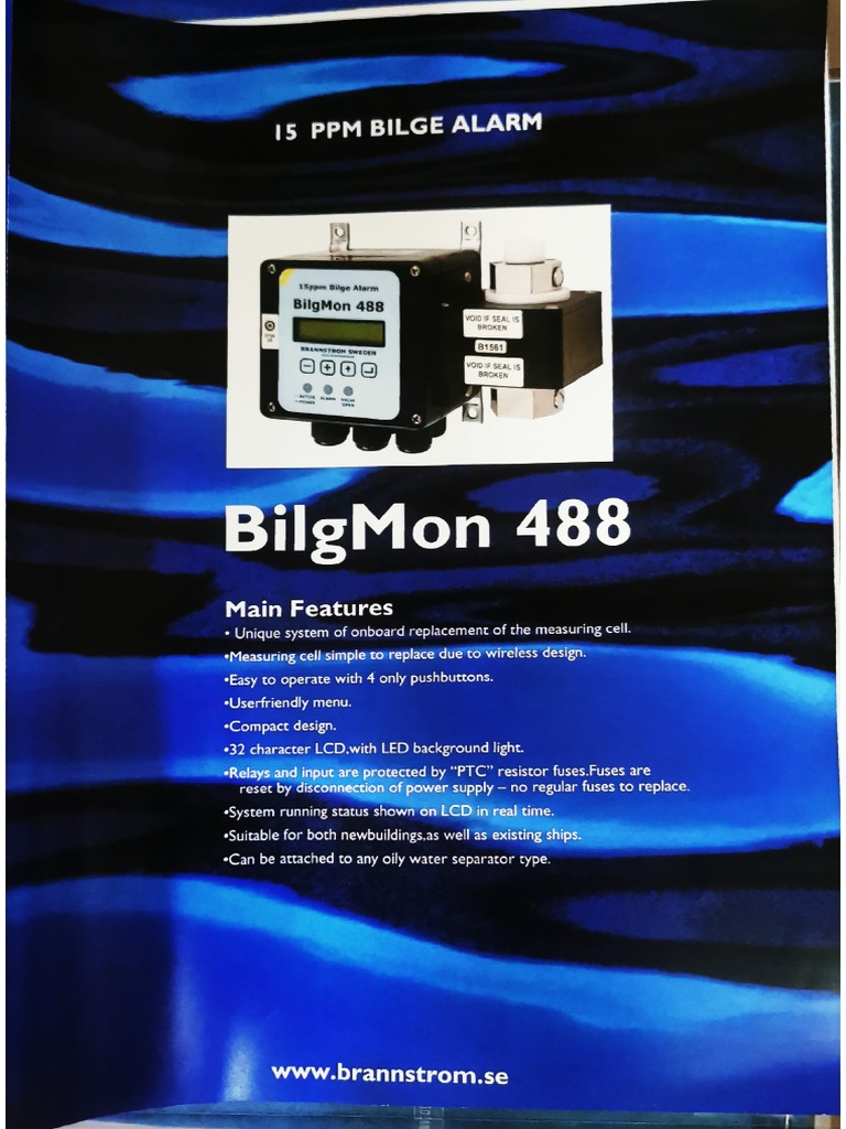 Bilgemon 488 Oil Content Meter - 15 PPM Bilge Alarm | PDF