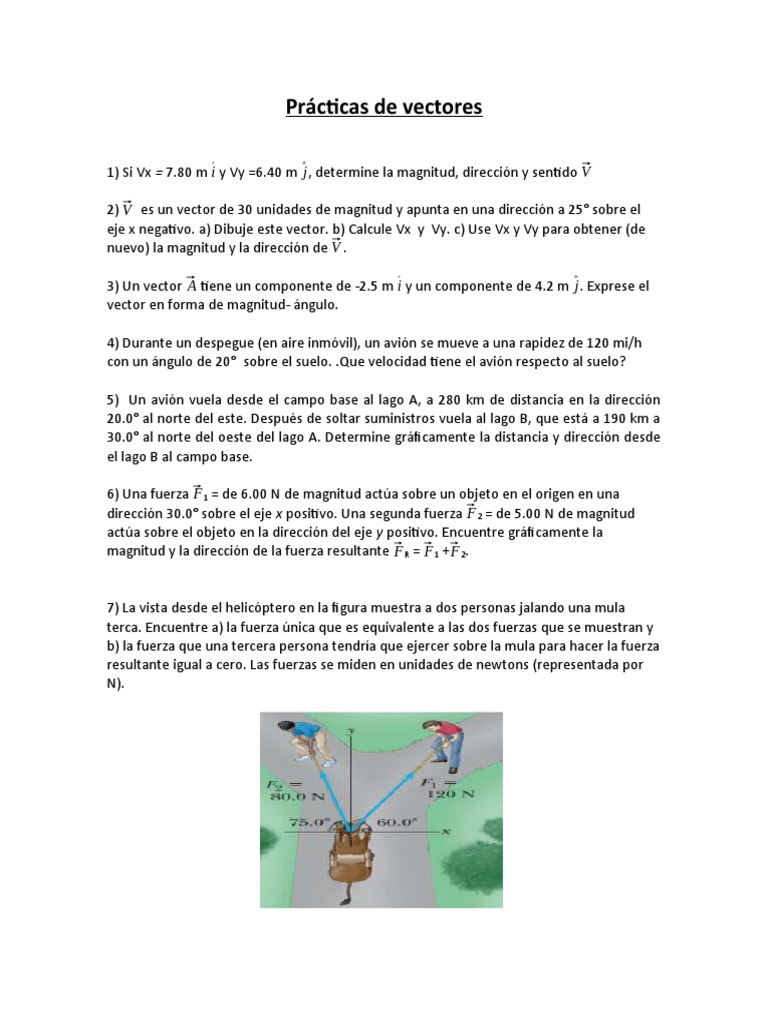 Ejercicios de Vectores. | PDF | Vector Euclidiano | Fuerza
