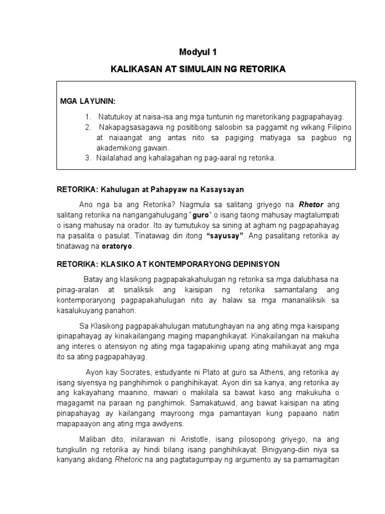 Modyul-1-Retorika 3 | PDF