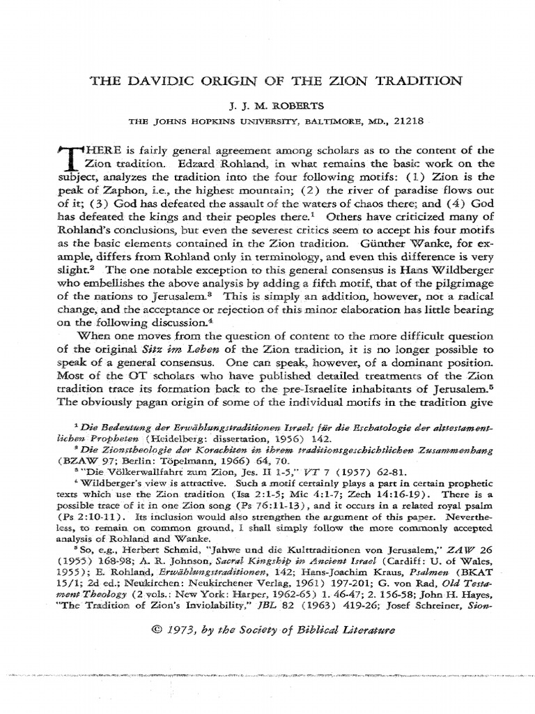 The Davidic Origin of The Zion Tradition | PDF