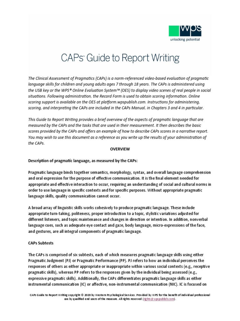 CAPS Report Writing Guide | PDF | Nonverbal Communication | Communication