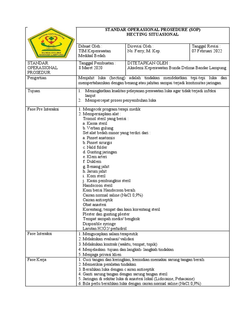 SOP Hecting Situasional | PDF