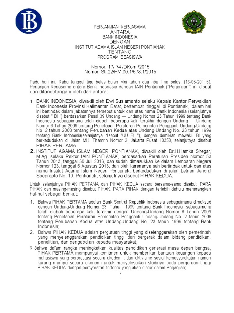 Contoh Mou Beasiswa | PDF