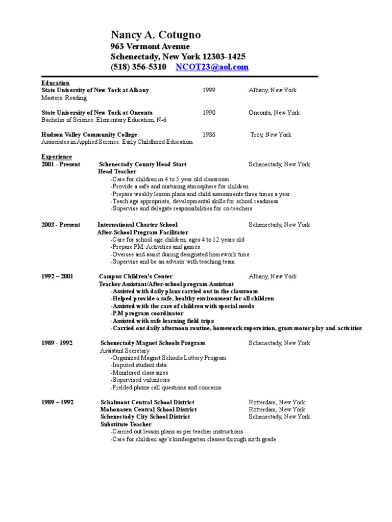 Nancy's Resume | Download Free PDF | Teachers | Schools