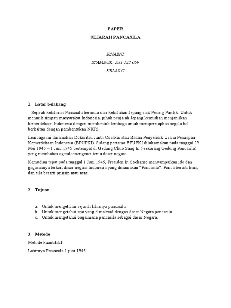 Paper Sejarah Pancasila | PDF | Sejarah