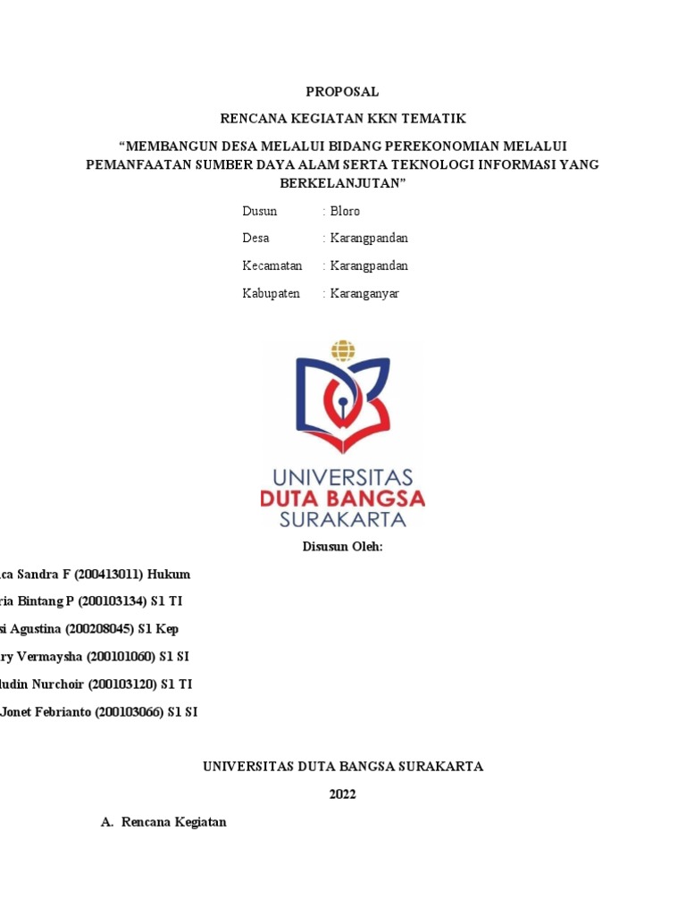 Proposal Kelompok 2 Dusun Bloro | PDF