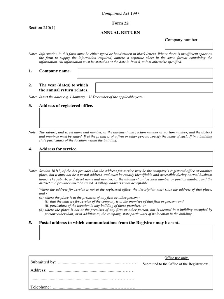 Annual Return Form 22 Submission | PDF | Financial Audit | Financial ...