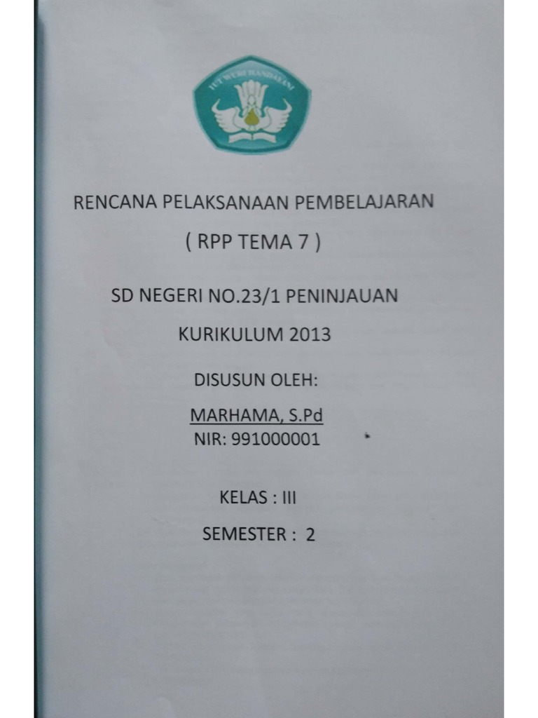 RPP Tema 7.Kls 3.semester 2. | PDF