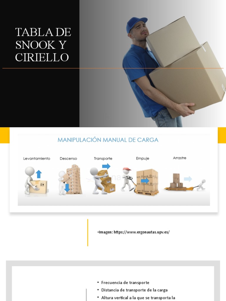 Tablas de Snook y Ciriello para Cargas | PDF