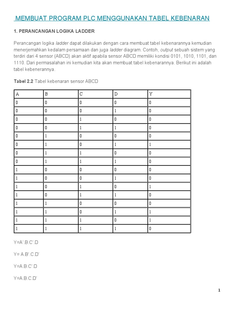 Pertemuan 7 - MEMBUAT PROGRAM PLC MENGGUNAKAN TABEL KEBENARAN | PDF