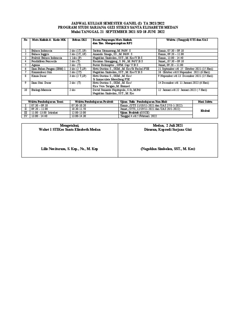 Jadwal Kuliah Semester Ganjil | PDF Jadwal Kuliah Semester Ganjil | PDF