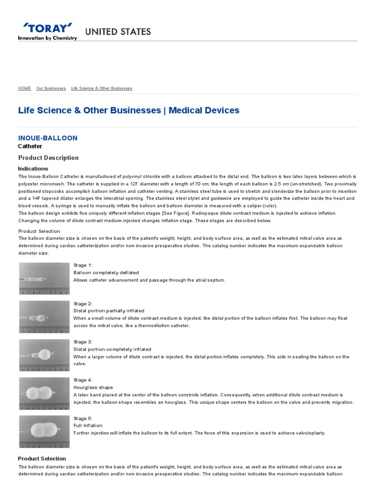 INOUE-BALLOON Catheter - TORAY | PDF | Catheter | Balloon