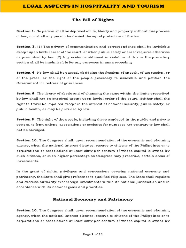 Legal Aspects in Hospitality and Tourism Activity | PDF | General ...