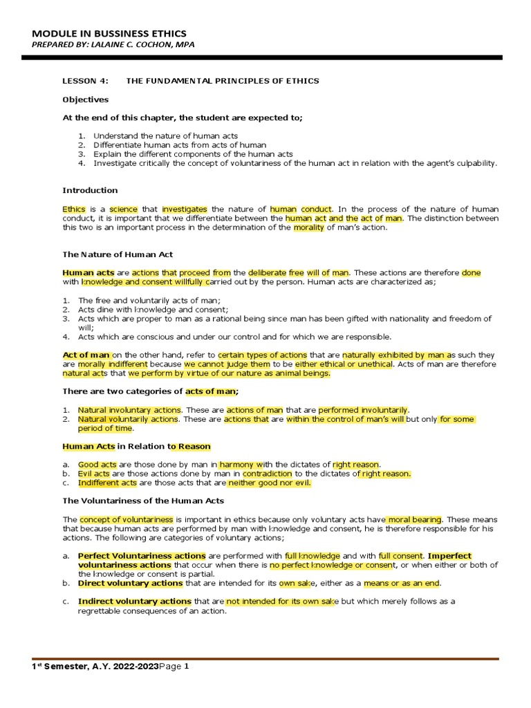 Ethics 4 | PDF | Intention | Morality